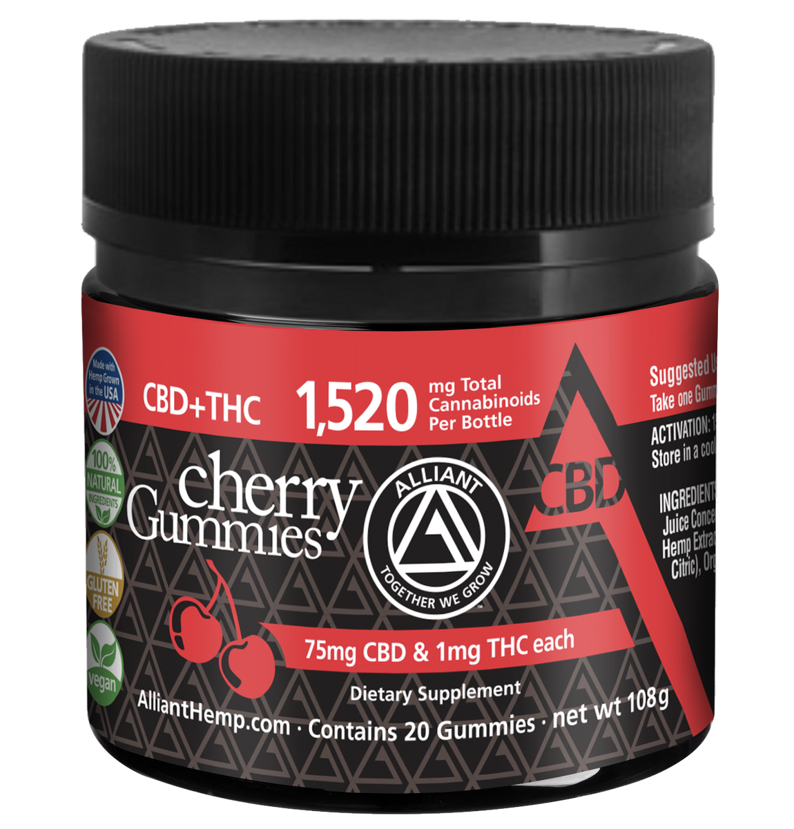 75 Mg CBD 1 Mg THC Cherry Gummies 20 Count Alliant 75-mg-cbd-1-mg-thc-cherry-gummies-20-count-alliant